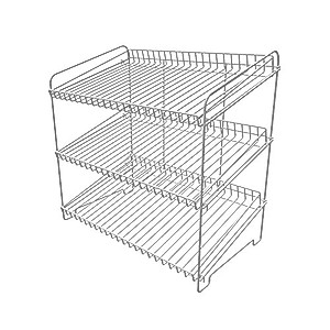 FixtureDisplays® 24" Wide X 14.9" Deep X 23.2" Tall 3-Open-Shelf Wire Rack for Countertop Chips Snack Book Display Organizer Concession Theatre Kitchen Pantry Stand White 19396-WHITE-2D