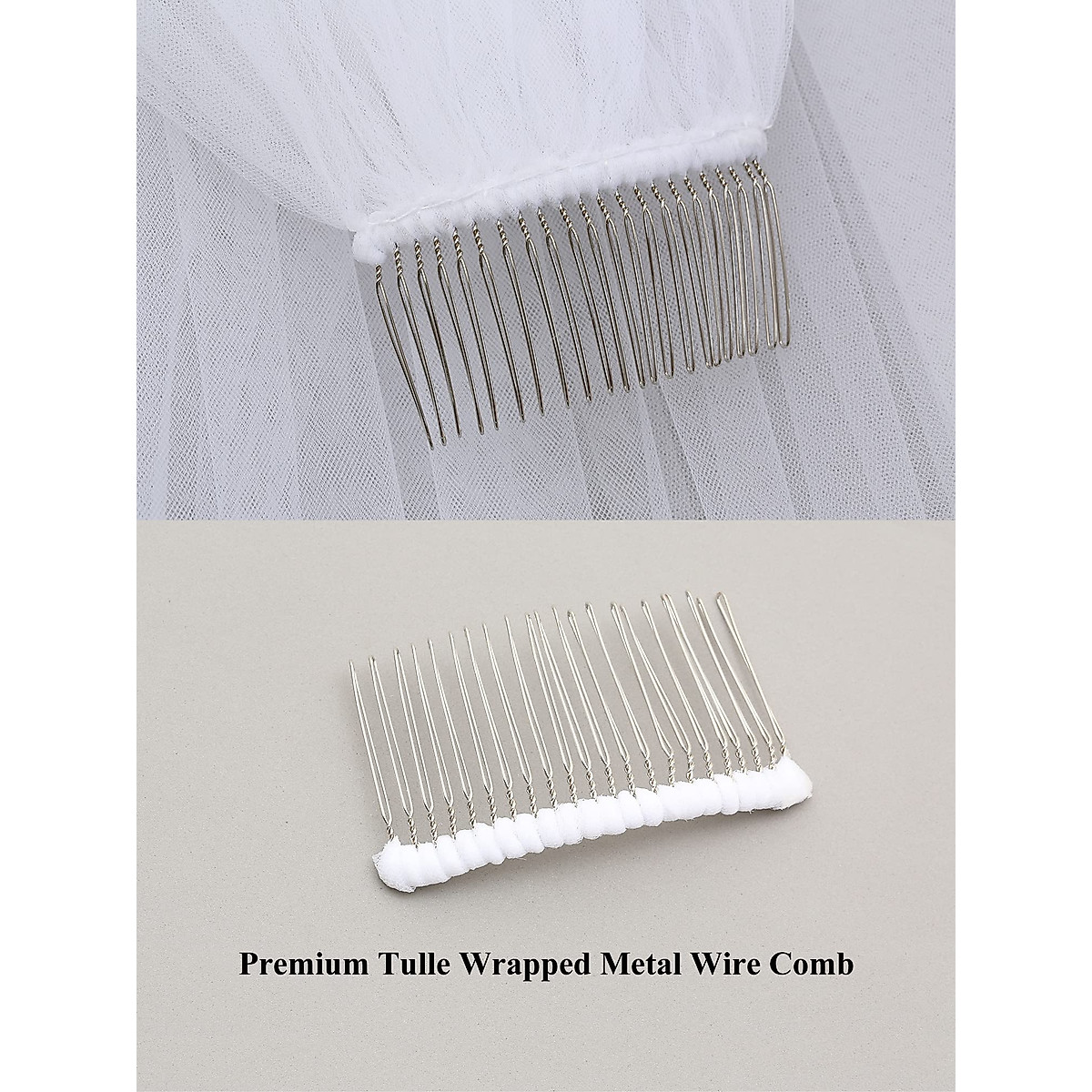 SAMKY 1T 1 Tier Double Row Wavy Pearl Crystal Edge Veil - Light Ivory Fingertip 36" V489