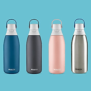 Brita Insulated Filtered Water Bottle with Straw, Reusable, Stainless Steel Metal, Carbon, 32 Ounce