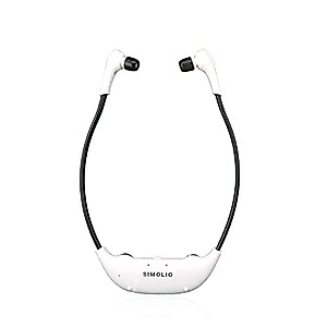SIMOLIO 2.4G Long-Distance Wireless TV Headsets with an Extra Receiver for Replacement, One Base with One Charging Slot Only