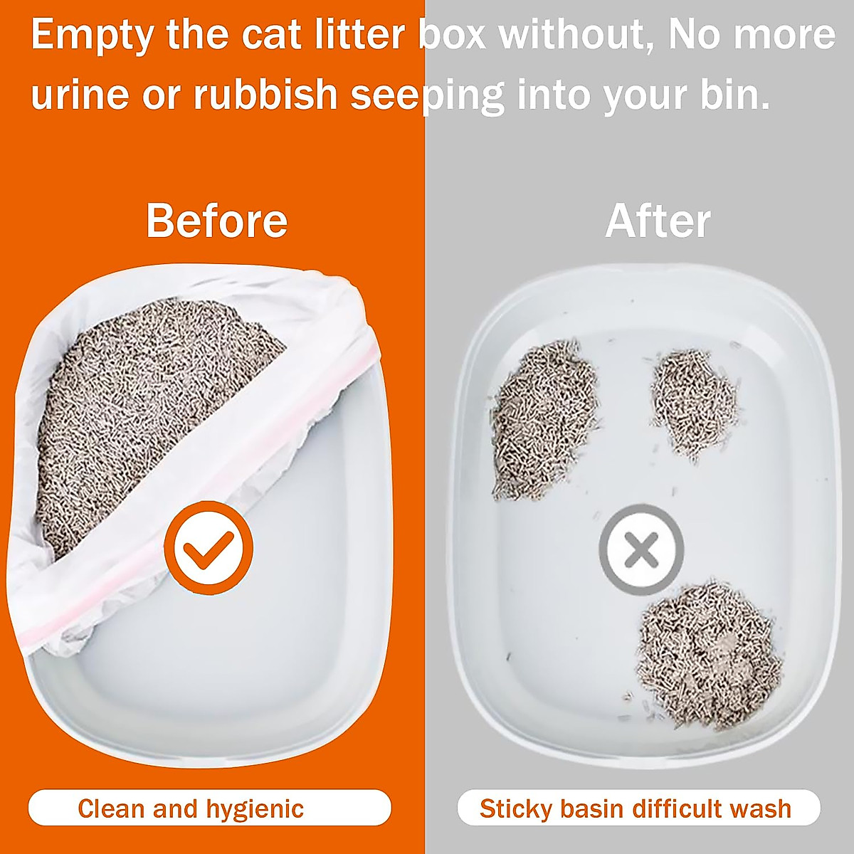 Jumbo Cat Litter Box Liners with Drawstring, 24 Count Extra Thick and Durable Litter Box Liner Bag Disposable Waste Bags for Home/Kitchen Trash Cans (36" x 18")