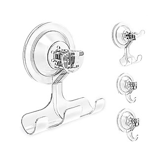 Budget & Good Reusable Shower Hook (4-Pack) Vacuum Suction Cup Hook - Razor Holder & Corner Shower Caddy Suction Cup Holds up to 22LB Bundle