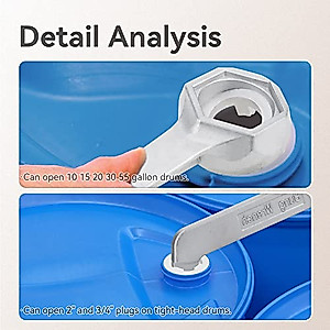 Ullnosoo Bung Wrench 55 Gallon Drum, Drum Wrench Aluminum Barrel Wrench Opener Tool for 10 15 20 30 50 55 Gallon Drum, for 2 inch and 3/4 inch Bung Caps
