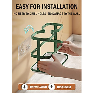 FEIJSQIU Utensil Holder with 2 Compartments Cooking Utensil Holder for Cooking Tools Storage and Utensil Organizer Utensil Drying Rack has Tray at Bottom for Easy Drainage.Clean Easy (Green)