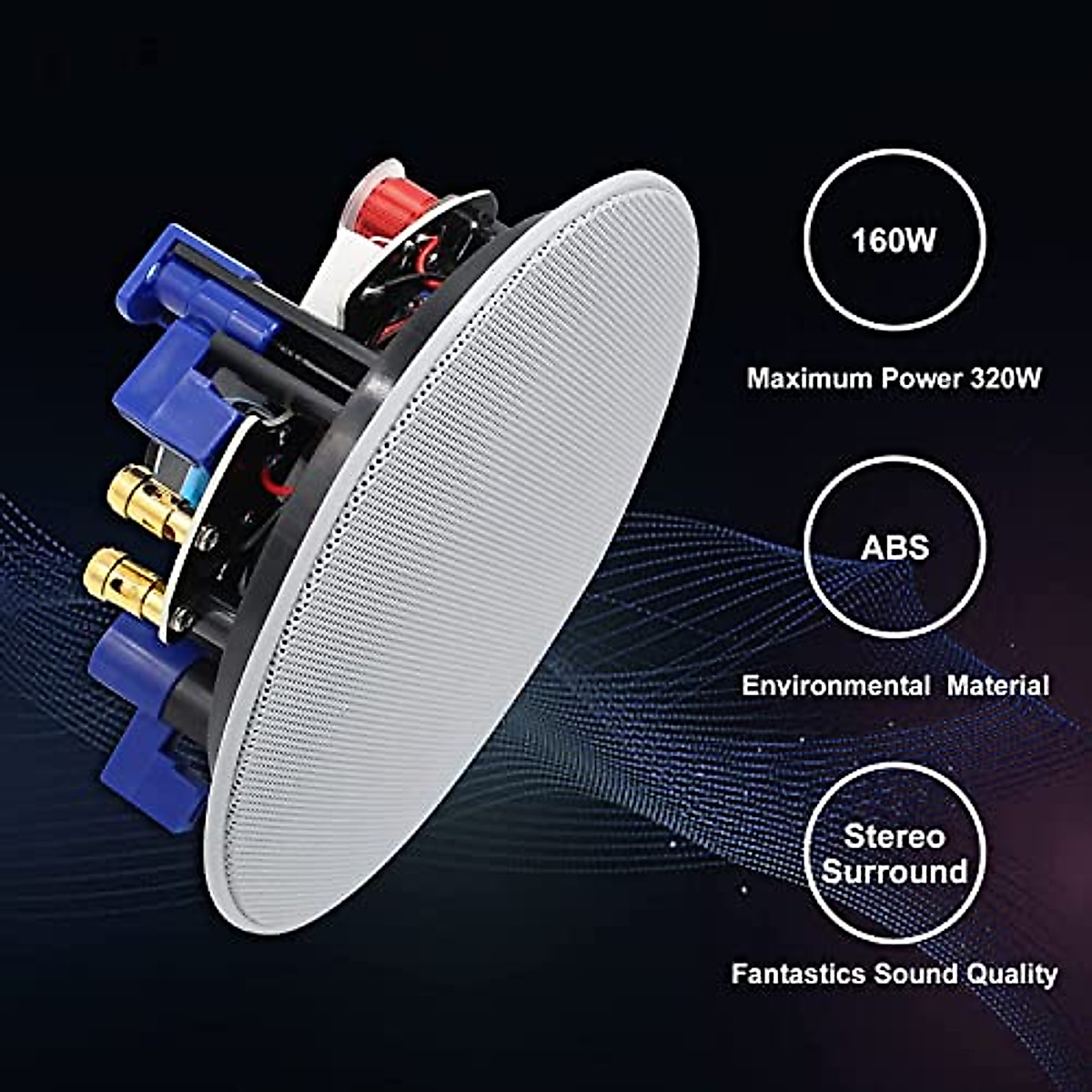 Herdio 320 Watts 2 Way Flush Mount Ceiling Speakers 4 Inches Perfect ...