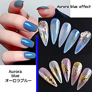 2 Jars Solid Pearl Aurora Nail Powder Nails Glitter Blue Green Unicorn Chrome Pigment Mermaid Neon Laser Ice Powder Holographic Magic Manicure Fairy Dust Nail Art Decoration with 2 Eyeshadow Sticks