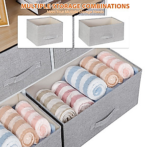 SUPER DEAL 5 Drawer Dresser for Bedroom Fabric Chest of Drawers for Closet Wide Clothes Storage Organizer with Heavy Duty Steel Frame and Wood Top, Light Grey