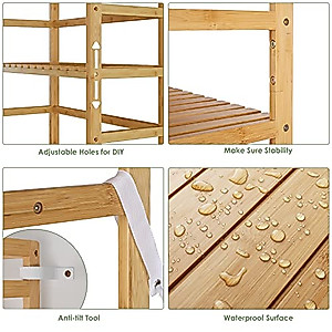 Bamjoy Bamboo Shelf, 6 Tier Bookcase Storage Shelves, Tall Book Rack Shelving Unit, Multipurpose Storage Display Shelf Adjustable Shelves Plant Stand for Home Office Bathroom Kitchen Living Room, 64"H