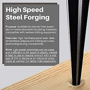 Mrosnail Tapered Reamer Set with T Handle, 3-13mm (1/8''-1/2'') & 5-16mm (3/16"-5/8") 6 Fluted, Carbon Steel Hex Shank for Guitar Woodworking - 2pcs