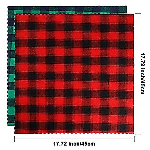 Caydo 10 Pcs Cotton Checkered Fabric Squares, 18 x 18 Inch Stripe Fat Quarters Checked Cloth Quilting Fabric Scraps for Christmas DIY Crafting Sewing Patchwork