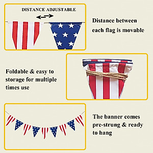 FAKTEEN American Stars and Stripes Flag Bunting Garland USA Triangle Banner Patriotic Party Decoration for Fourth of July Independence Memorial Day Party Supplies
