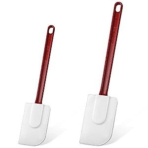 Rubber Spatula Spoon Silicone Plastic Heat Resistant Spatulas Spoon Set of 2 Spatula Spoon for Cooking Kitchen (10 inch and 14 inch, Classic Style)