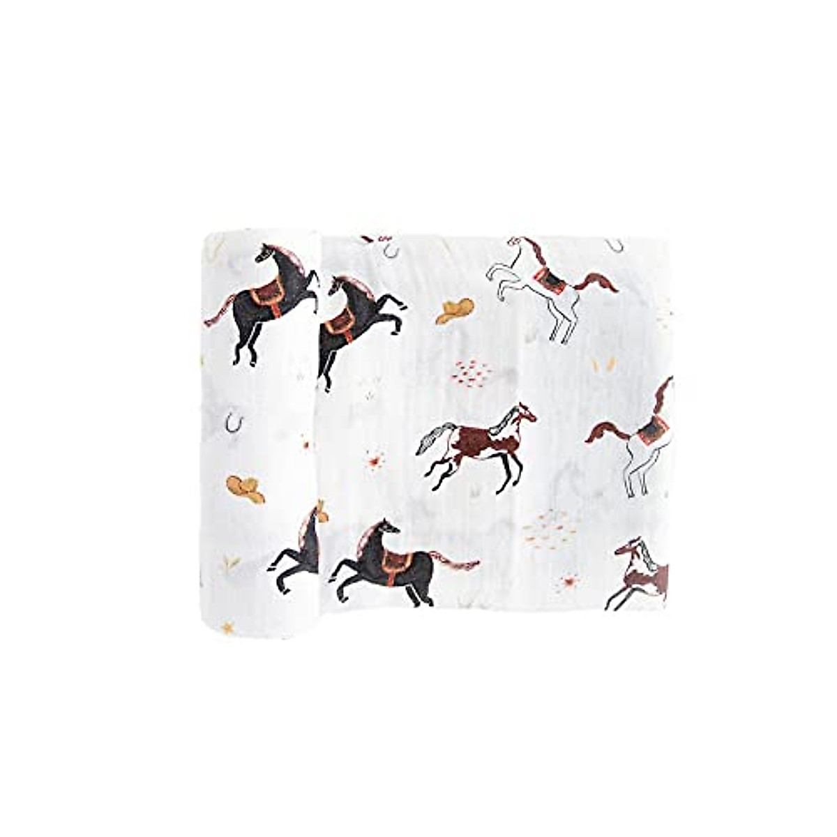 Red Rover Kids Cotton Muslin Swaddle - 47”x 47”- 100% Cotton – Machine Washable – Softer with Every Wash – Playful Designs -Soft, Breathable & Lightweight – Unisex (Howdy Horse)
