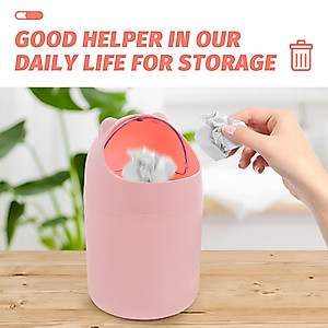 Garneck Desktop Trash Can Office Containers with Lids Computer Trash Can Desktop Garbage Can Slim Trash Can with Lid Wastebaskets Mini Trash Bin Plastic Trash Can for Table Swing Car