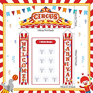 Blulu 3 Pcs Carnival Circus Porch Banner Decorations Circus Party Awning Hanging Banner Carnival Welcome Door Banner Set Carnival Circus Party Supplies for Circus Theme Birthday Decor