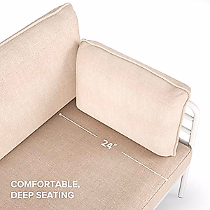 ZINUS Ellen White Metal Loveseat, Steel Framework with Upholstered Cushions, Easy Assembly