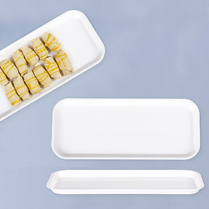 4 Pack White Cracker Tray 15x6inch Large Appetizer Serving Tray Plastic White Trays for Dessert Table Rectangular Long Food Trays for Food Appetizers Desserts