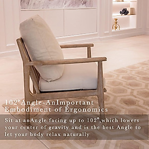 Mid Century Modern Accent Chair, Side Chairs for Living Room Lounge Arm Chair with Solid Wood Frame, Beige - MY02