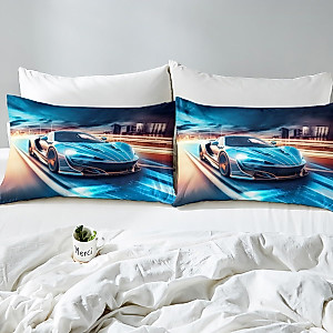 Erosebridal Sports Car Comforter Racing Speed Car Bedding Comforter Sets Race Car Twin Bedding Sets 2 Pieces for Kids Boys Teens Youth Bedroom Decor, 1 Comforter with 1 Pillowcase