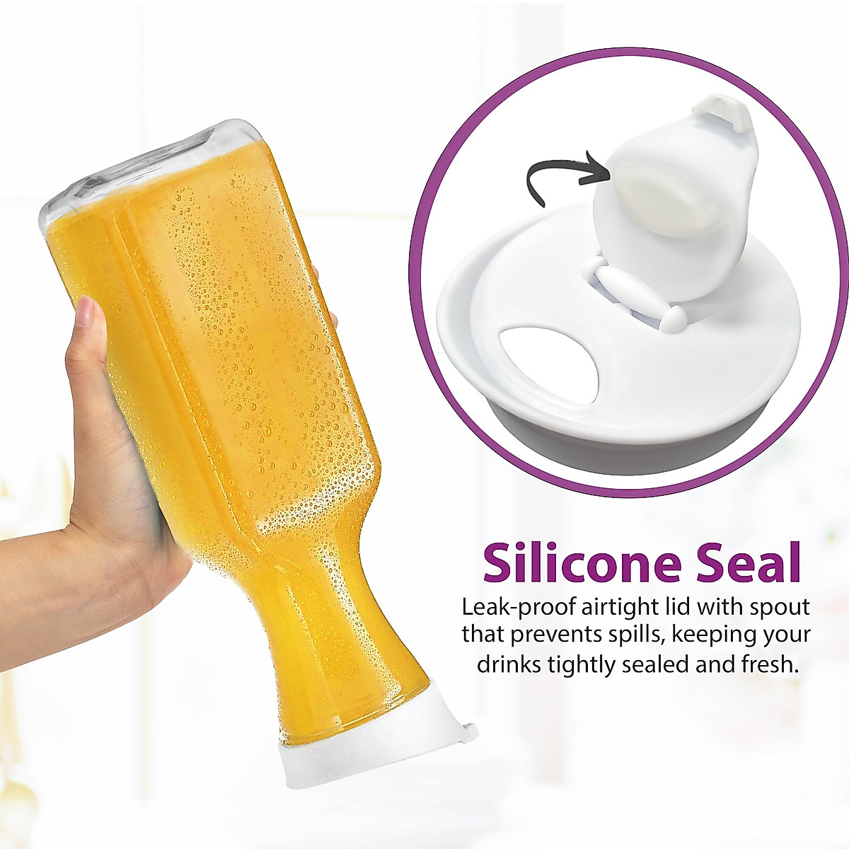 DilaBee Plastic Water Pitcher With Lid - Square Carafe Pitchers for Drinks, Milk, Smoothie, Iced Tea, Mimosa Bar Supplies - BPA-Free - NOT DISHWASHER SAFE (2, Clear, 32 Ounce)