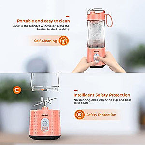 Elechelf Portable Blender, Personal Size Blender Smoothies and Shakes, Mini Blender USB Rechargeable, Handheld Blender Sports,Travel,Gym (Orange)