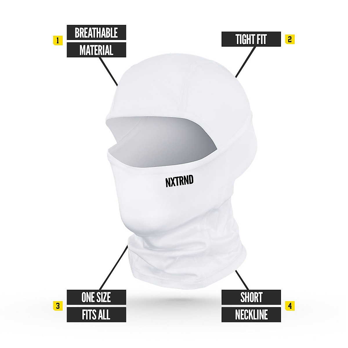 Nxtrnd Football Ski Mask, Shiesty Mask, Cooling Sports Balaclava (White)