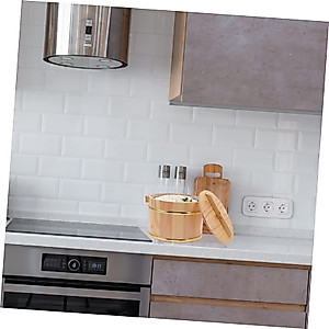 UPKOCH 1 Set Cask Rice Cask Steamed Rice Bucket Sushi Rice Steamed Container with Lid Dim Sum Steamer Stainless Steel Steamer Wood Bucket Wooden Rice Bucket Kitchen Tool Wooden Dessert