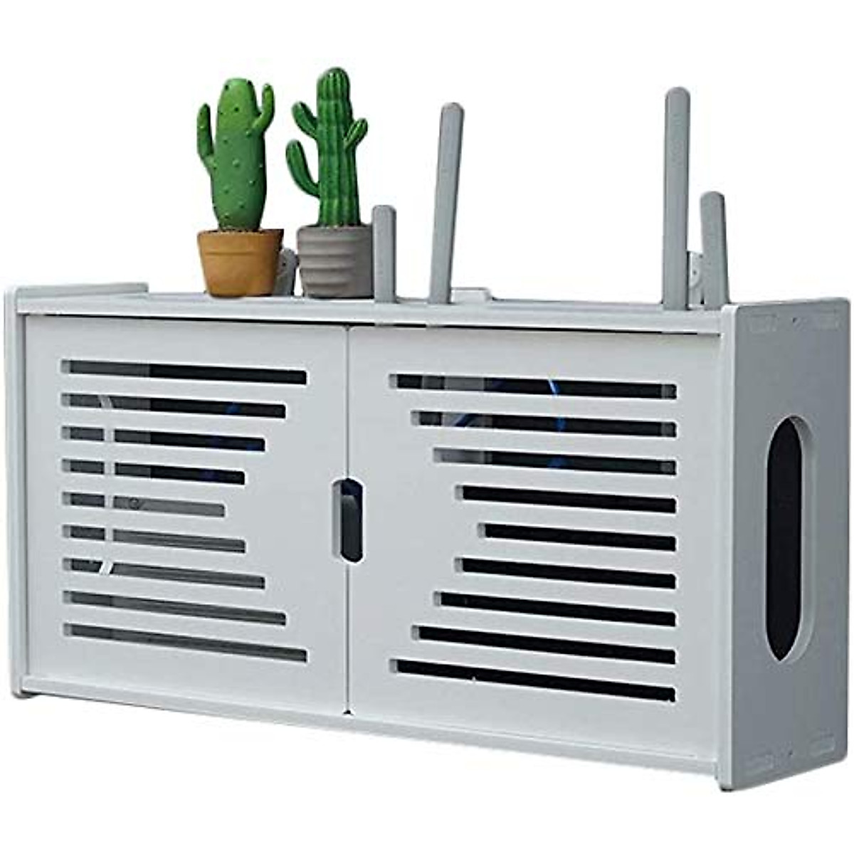 Hoernflk Large Wireless Router Rack Living Room Wall-Mounted WiFi Storage Box Wall Decoration TV Lower Plug-in Shielding Box Set-top Box Shelf-no Punch (M)