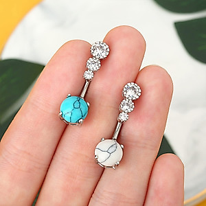 CM Crareesi Mania Turquoise Stone 14g Fashion Piercing Belly Button Rings Navel Piercing Rings Belly Button Jewelry