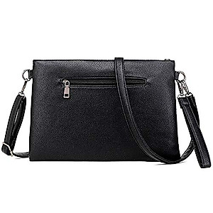 FiveloveTwo Women Punk Skull Print Clutch PU Leather Satchel Shoulder Tote Top-handle Purse Handbag Black