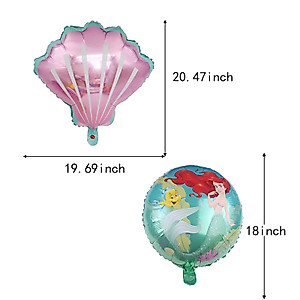 6PCS 4th Mermaid Birthday Decorations Little Mermaid Foil Balloons for Kids 4th Birthday Princess Mermaid Themed Party Decorations (Mermaid 4th Birthday)