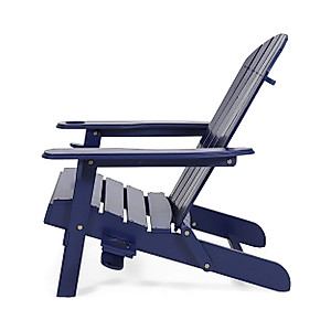 Christopher Knight Home Edmund Outdoor Acacia Wood Folding Adirondack Chair, Navy Blue