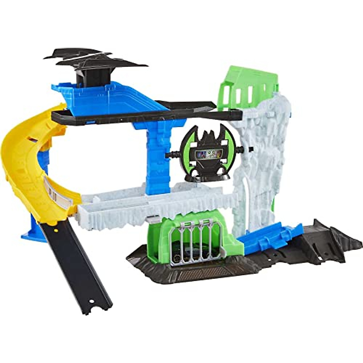 Hot Wheels Dc Batcave Playset with Batman Character Car in 1:64 Scale, Toy Replica of the Batcave with Storage