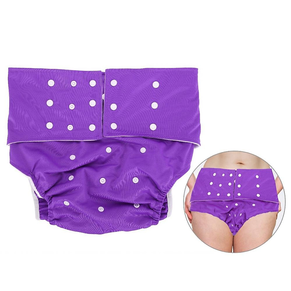 Adult Cloth Diaper,Reusable Adult Nappy, Breathable Leakfree Pocket Nappy Washable Cover Diaper Cloth for Incontinence Care with Adjustable 3 Rows of Snaps ()