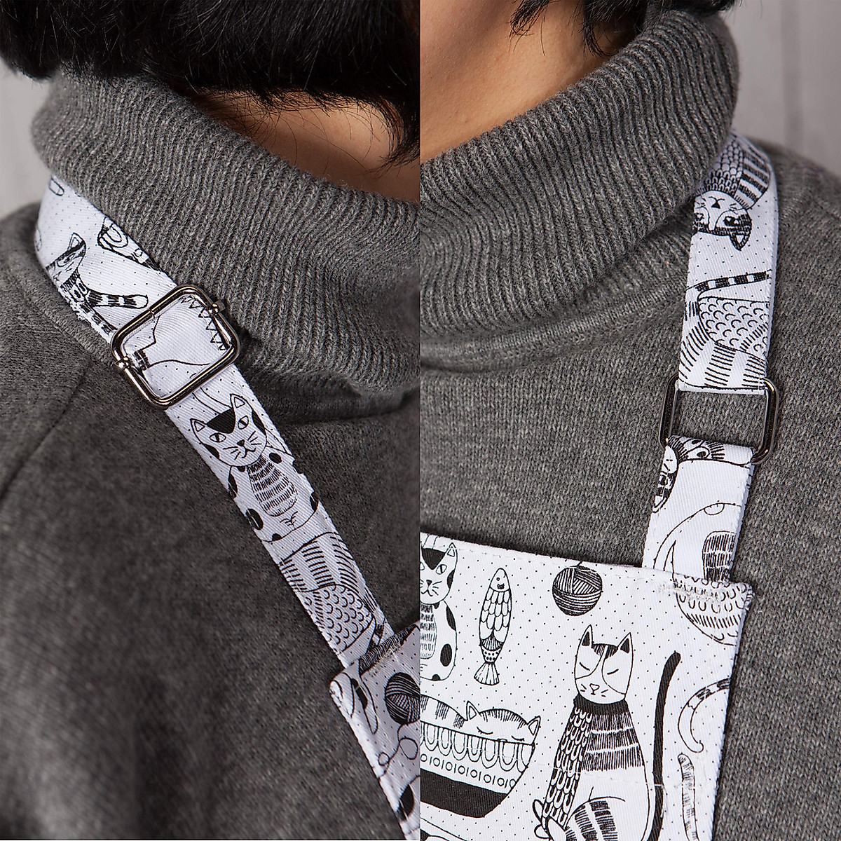 Now Designs unisex adult Cat Now Designs 2500134aa Basic Cotton Kitchen Chef s Apron Purr Party Print, Purr Party, W28 x L32 inch US