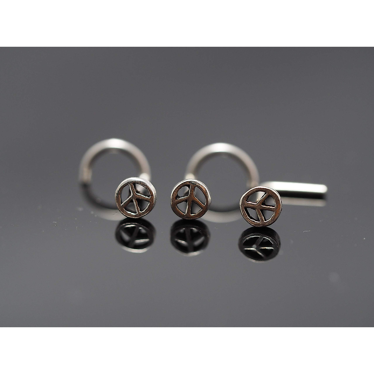 Nose Stud,Peace Sign Nose Stud Sterling Silver Nose Stud/Nose Screw, Jewelry Nose Stud, Body Piercing Jewelry, Nose Piercing (18g Right Screw)