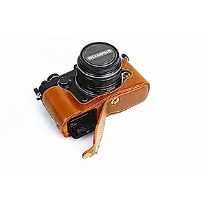 PU Leather Half Body Camera Cover Bag bottom Case For Olympus Pen-F camera ( Pen F)