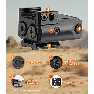 QR-Laser Dual Green Purple Laser Sights with Removable Rail Adapters, Duo-Laser Combo for Pistols with Picatinny Rail Mount, Rechargeable with USB Charging Cable