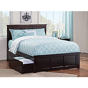 Atlantic Furniture AR8636111 Madison Platform Bed with Matching Foot Board and 2 Urban Bed Drawers, Full, Espresso