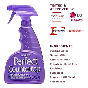 HOPE'S Perfect Countertop Cleaner and Polish 22-Ounce, Streak-Free Multi-Surface Cleaning Spray, Safe on Stone, Laminate, CORIAN, Granite, Quartz, Marble, Pack of 2