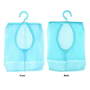 Hanging Storage Mesh Bags?With Hook Bathroom Storage Mesh Bag Hooks Shower Toiletry Bag Makeup Cosmetic Storage Bag Bath Shampoo Shower Organizer(Blue)