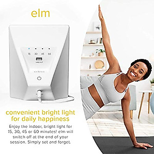 elm Light: Light Therapy Lamp - 10,000 Lux LED, UV-Free - Adjustable Brightness, Custom Angle & Auto Countdown Timer - USB Port for Phone Charging - Replicate Natural Sunlight for Seasonal Blues