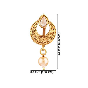Efulgenz Indian Jewelry Kundan Crystal Nose Ring Hoop Pin Stud Fake Septum Ring with Chain Nose to Ear Chain Non Piercing Body Jewelry (Style 2)