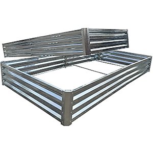 VVoodeinck 2pcs 8x4x1FT Galvanized Raised Garden Bed，Planter Raised Beds,Outdoor Garden Boxes,Large Metal Raised Planter Box for Vegetables Flowers Herb，Large Metal Planter Box Steel Kit