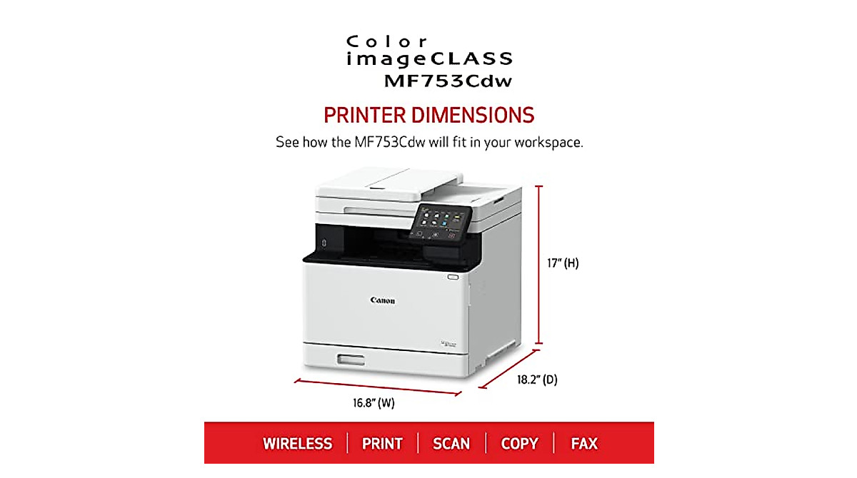 Canon Color MF753Cdw Laser Printer - Fast, Wireless & All-in-One