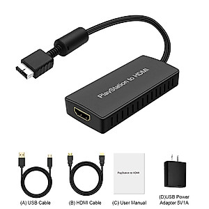 Y.D.F PS2 to HDMI Adapter PS2 HDMI Cable PS2 to HDMI Converter Support 4:3/16:9 Screen Aspect Ratio Switch. Works for PlayStation 1/ PlayStation 2 HD Link Cable PS1 HDMI Adapter PS2 HDMI Converter