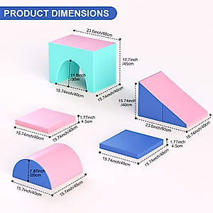 XJD PU Leather Foam Climbing Blocks for Toddlers, Soft Play Climbing for Toddlers, Single Tunnel Climber,Climb and Crawl Activity Playset, Indoor Crawling Gym Equipment for Toddler (Blue Pink)