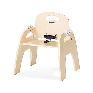 Foundations Easy Serve 11" Wood Feeding Chair for Toddlers, Adjustable Harness, Removable Dishwasher Safe Tray, “No Tip” Base, Baltic Birch Plywood