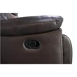 New Classic Furniture Nikko Faux Leather Manual Console Loveseat with Dual Recliners, Brown