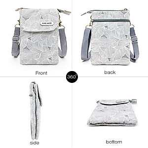 Roomy Cell Phone Purse Wallet Canvas Small Crossbody Purse Bags with Shoulder Strap For Women teen girlsl (A-gray)